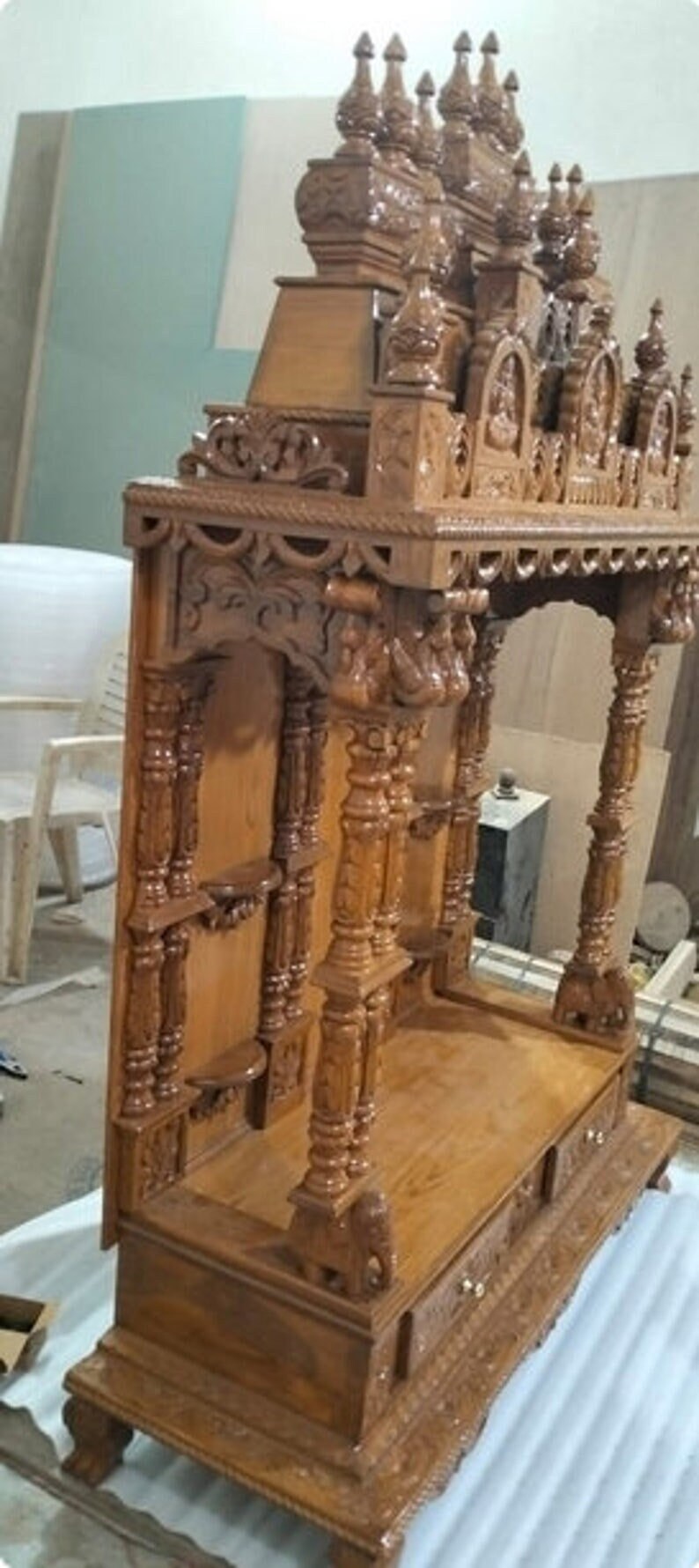 72'' Wood Home Temple With Drawers/indian Temple for - Etsy