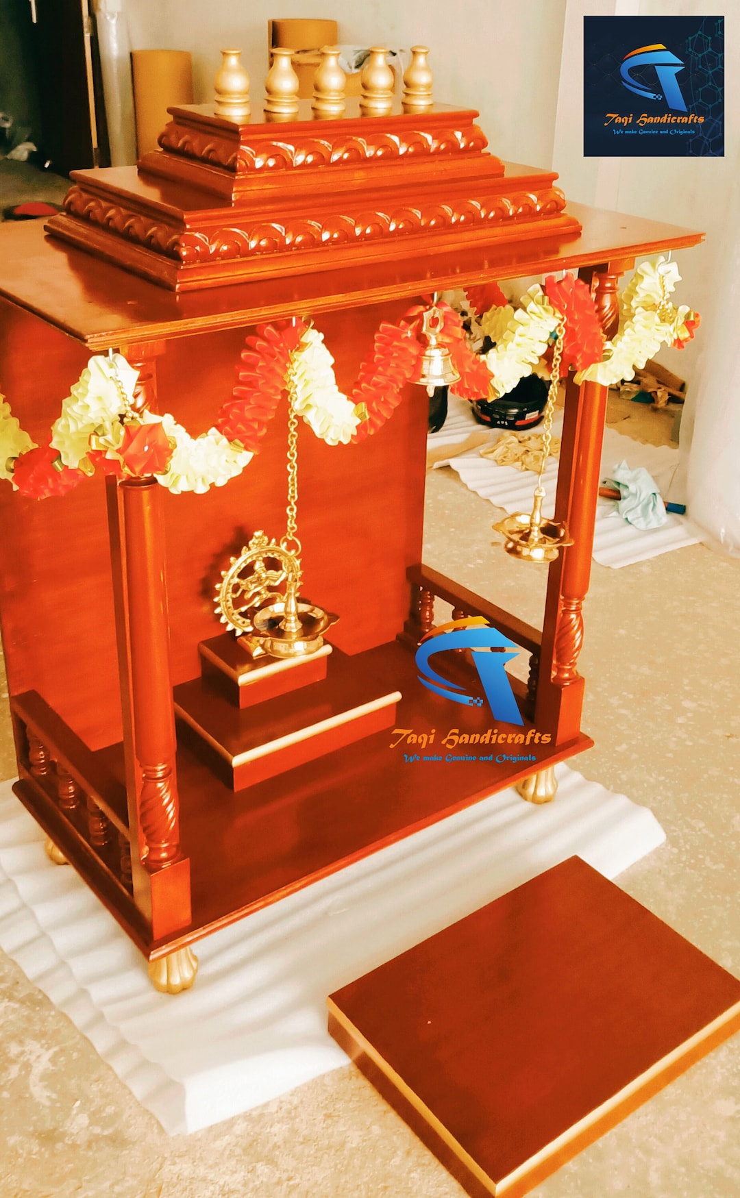 52" Large Handmade Wooden Temple With South Indian Style Gopuram and ...