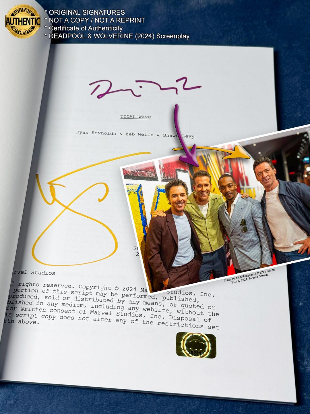 Deadpool & Wolverine Ryan Reynolds and Hugh Jackman Signed Screenplay ...