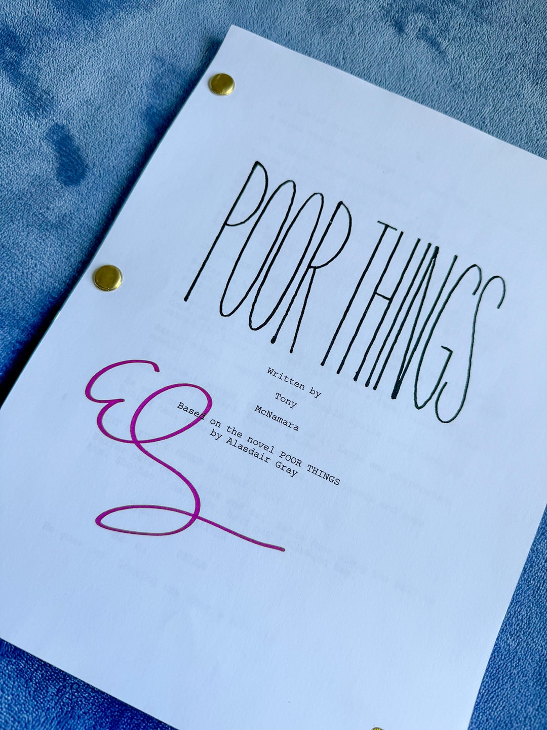 POOR THINGS Script Full Official Screenplay Signed by Emma Stone Real Signature/original/not a ...
