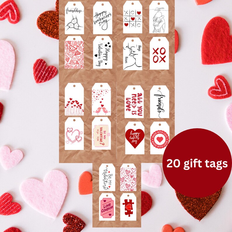 Valentines Day Digital Download Printable Gift Tags for Friends ...