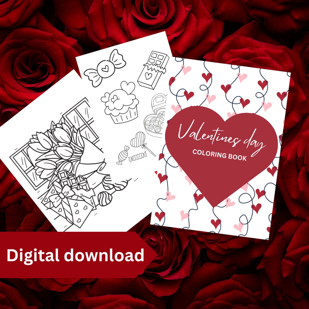 Valentines Day Gift for Kids Coloring Pages for Girls Holiday Themed ...