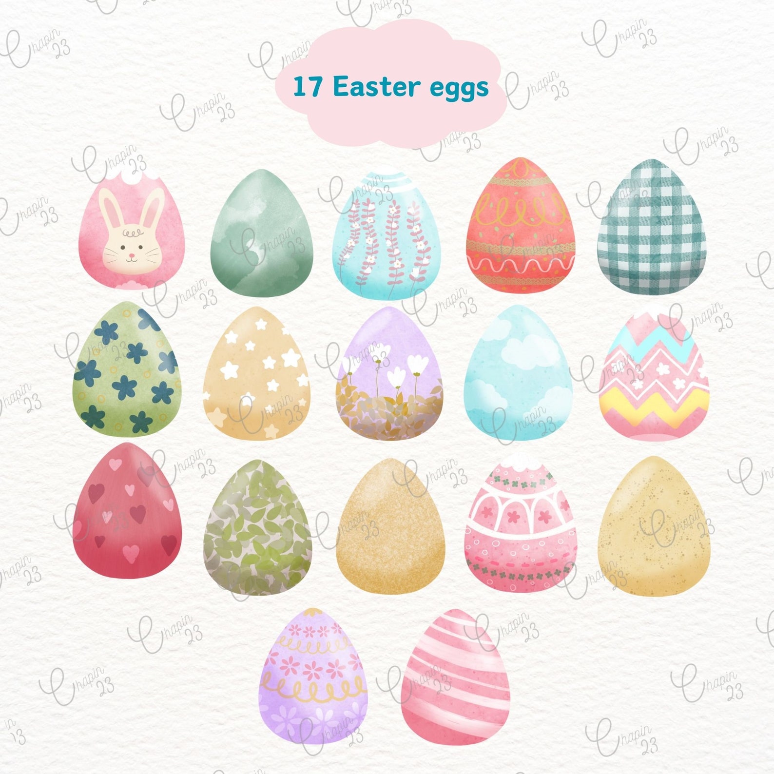 Easter Delight Cliparts, 300 Dpi PNG, Easter Bunny, Chick, Flower ...