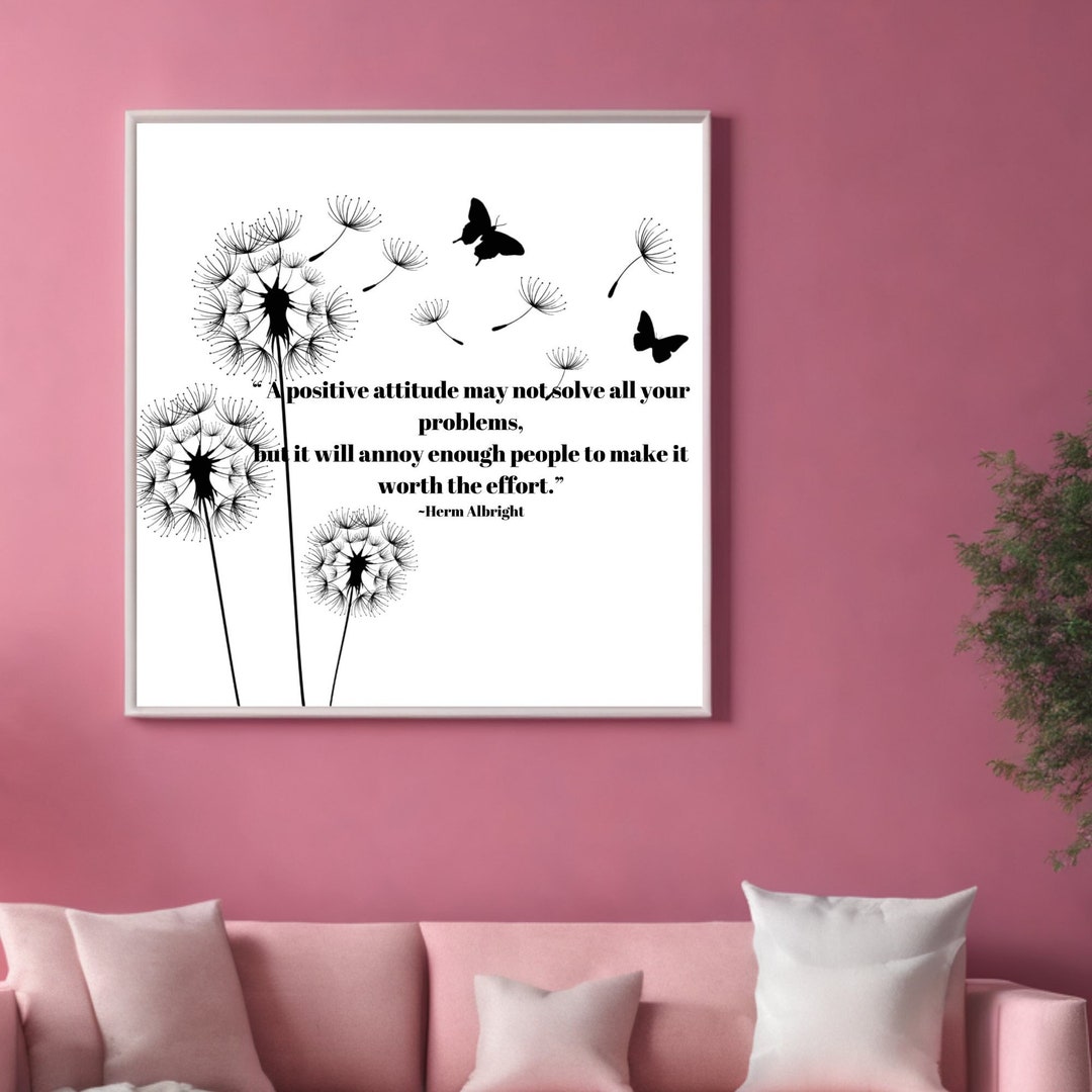 Positive Attitude Inspirational Funny Quote Wall Art Digital Poster ...