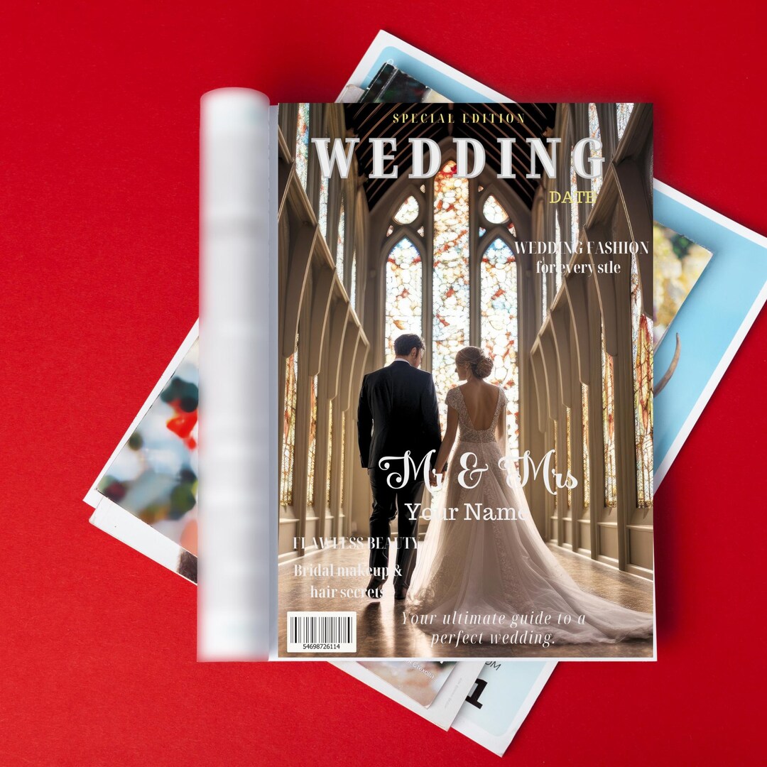 Custom Wedding Magazine Cover, Personalised Bridal Gift, Bride & Groom ...
