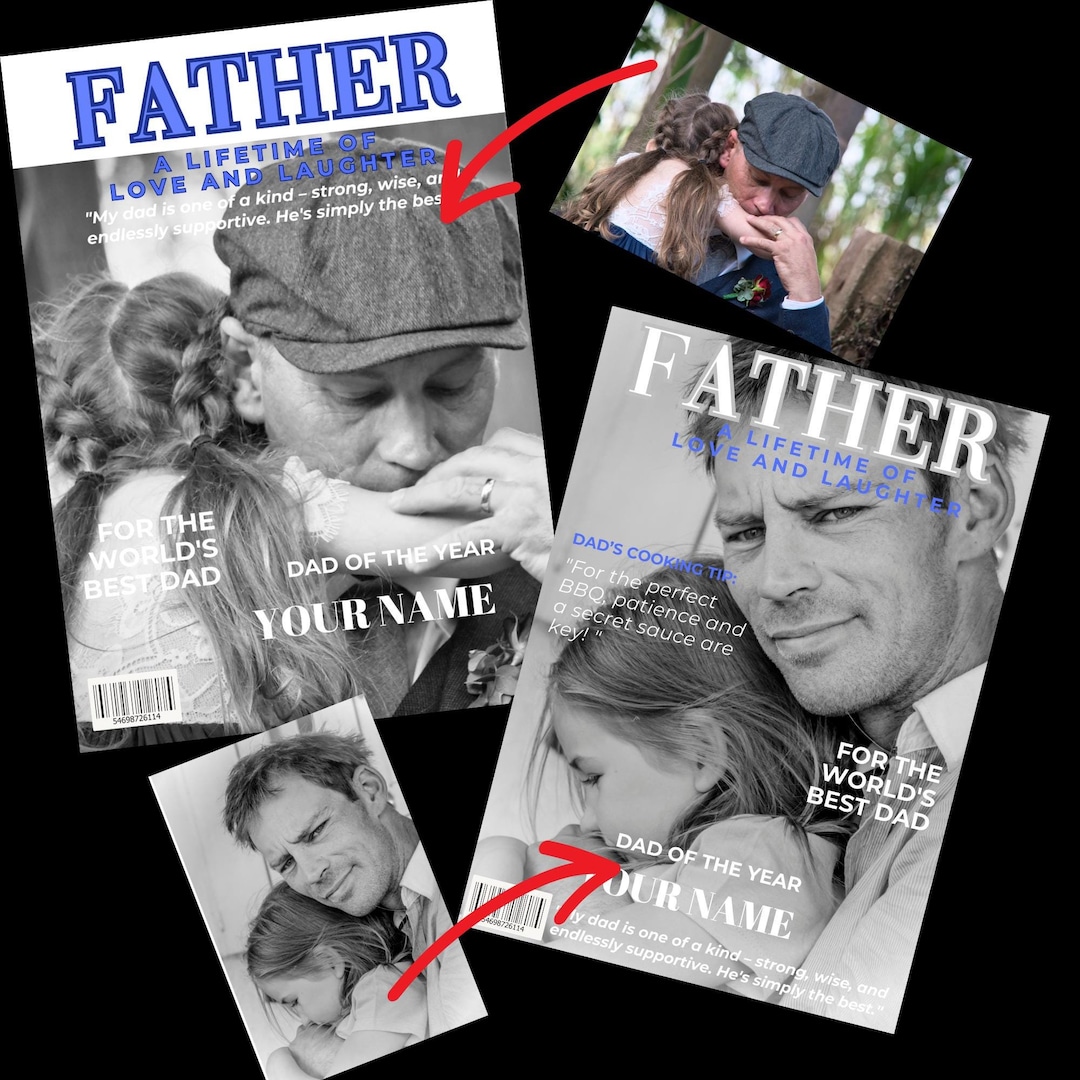 Father's Day Custom Personalised Photo Magazine Cover, Father's Day ...