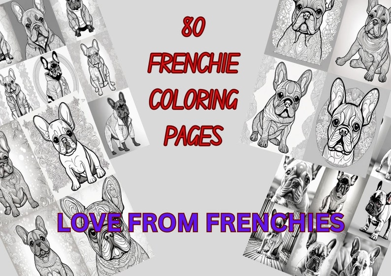 French Bulldog Coloring Extravaganza: 80 Pages of Frenchie Fun in A4 ...
