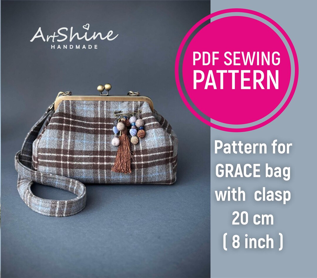 8” Frame Purse Sewing Pattern PDF | Straight Clasp Handbag | DIY Bag ...