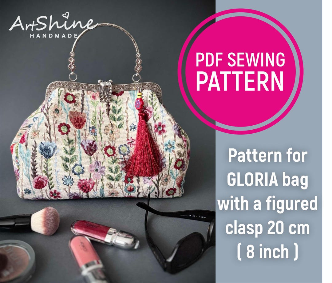 8” Frame Bag PDF Pattern | Straight Clasp Purse | DIY Handbag Sewing ...