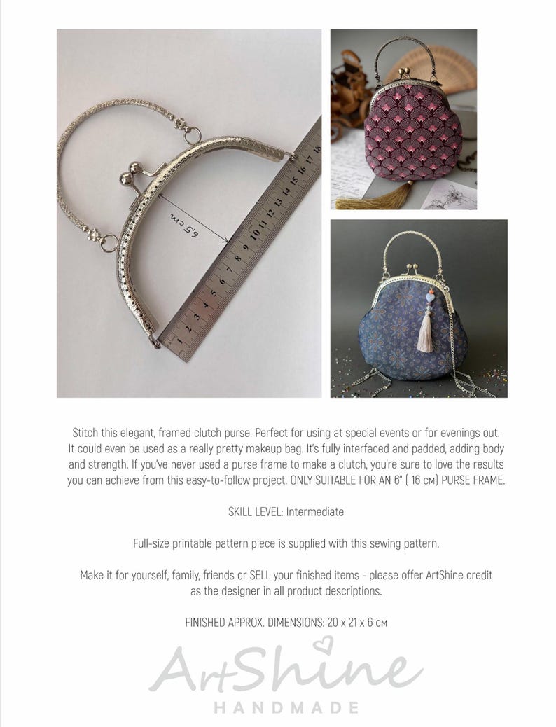 DIY Kiss Lock Purse Pattern – 6.3” Half Round Frame Bag PDF Sewing ...