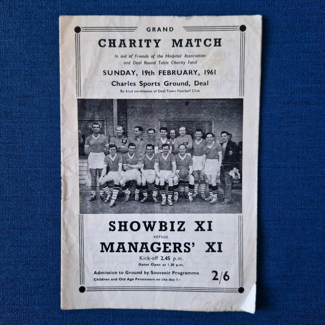 Football Programme Showbiz XI V Managers XI 1961 Sean Connery Pre 007 ...