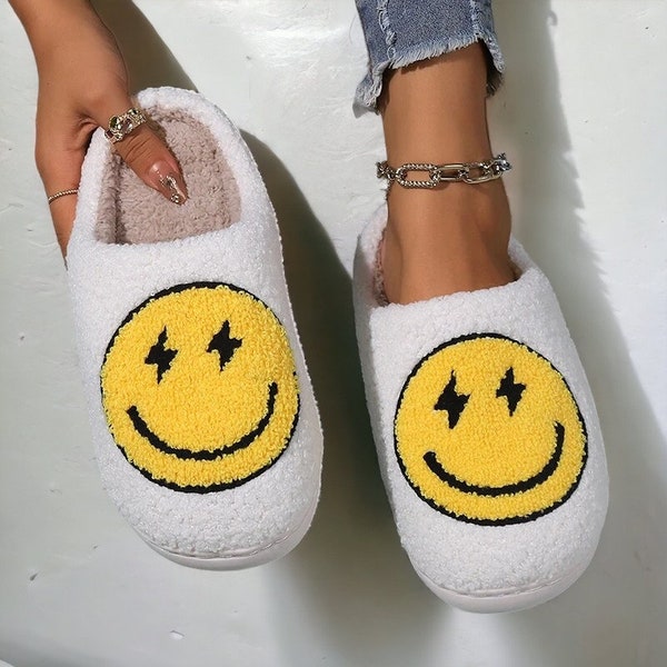 Smiley Face Slippers - Etsy