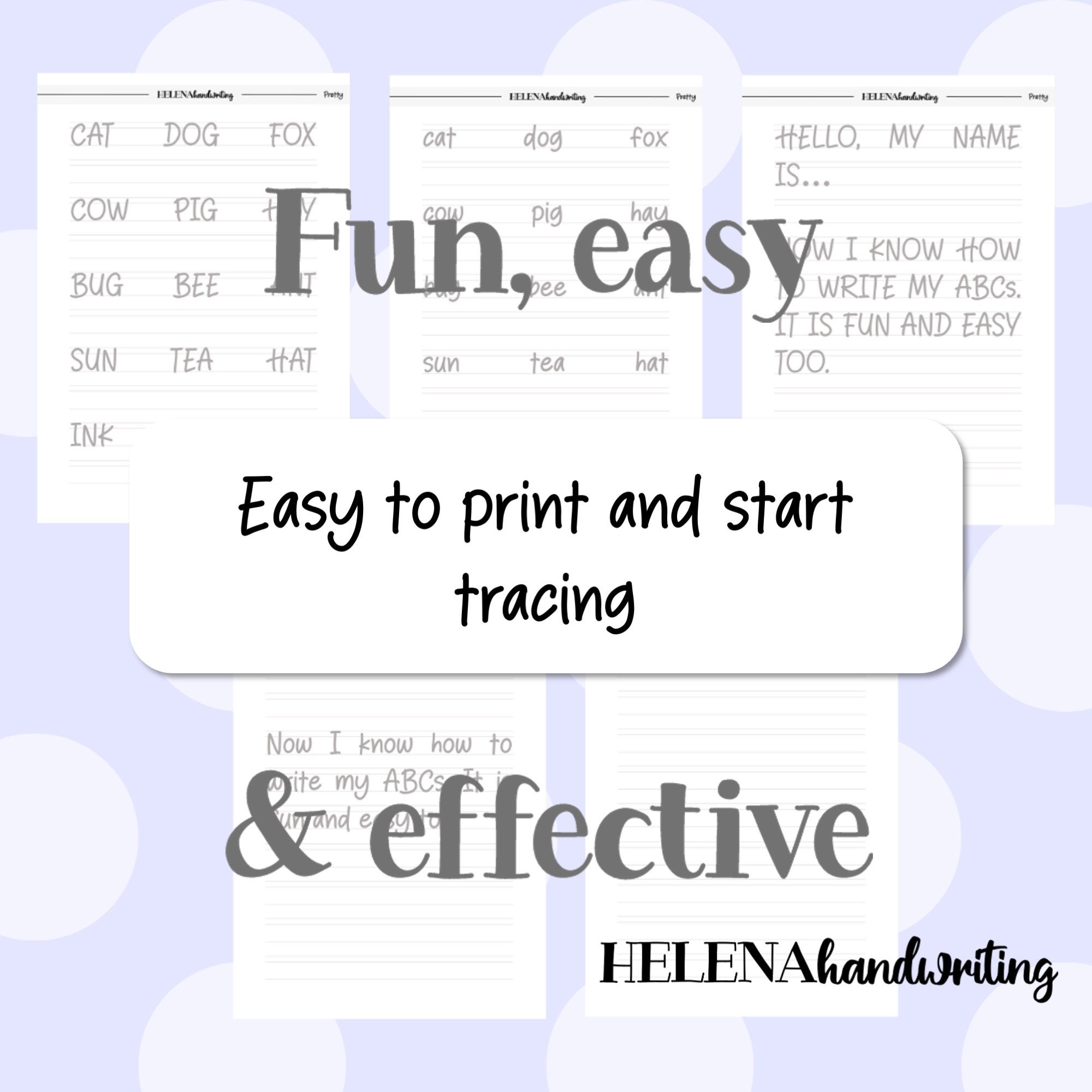 Kids Pretty Handwriting Practice Worksheets With Traceable Letters - Etsy