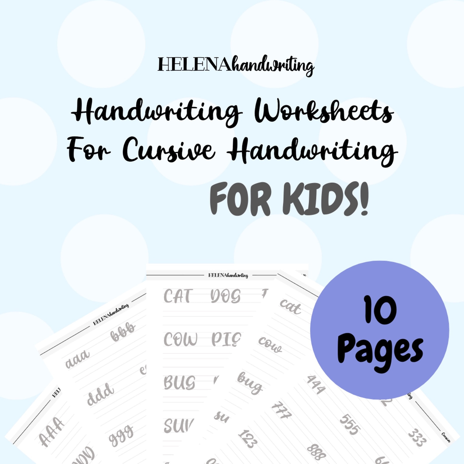 Kids Cursive Handwriting Practice Worksheets With Traceable Letters - Etsy