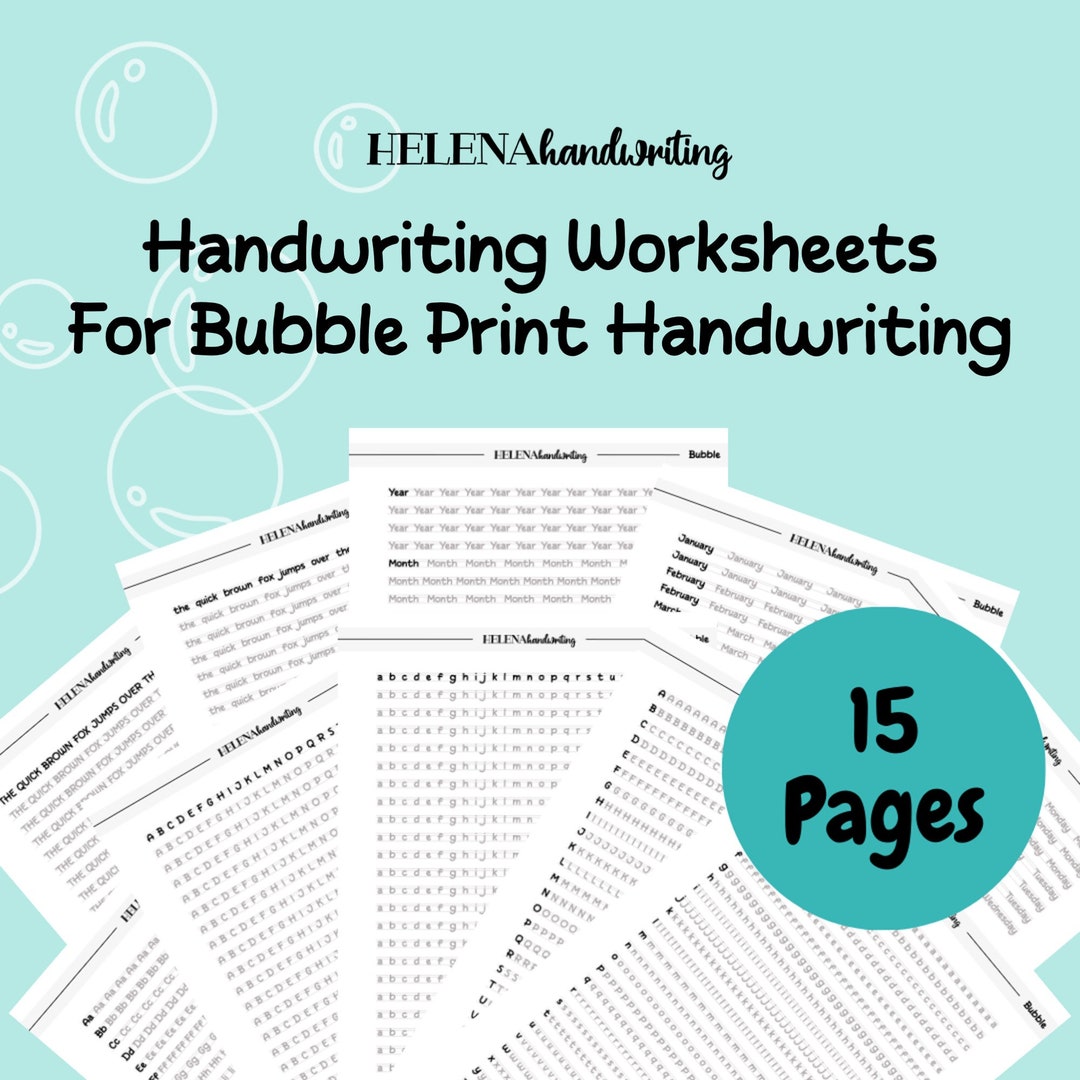 Round Bubble Handwriting Practice Worksheets With Traceable Letters - Etsy
