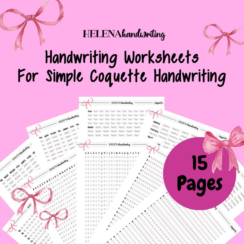Simple Coquette Handwriting Practice Worksheets With Traceable Letters ...