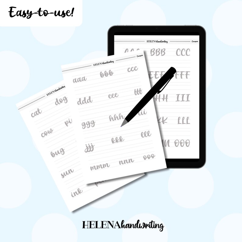 Kids Cursive Handwriting Practice Worksheets With Traceable Letters - Etsy