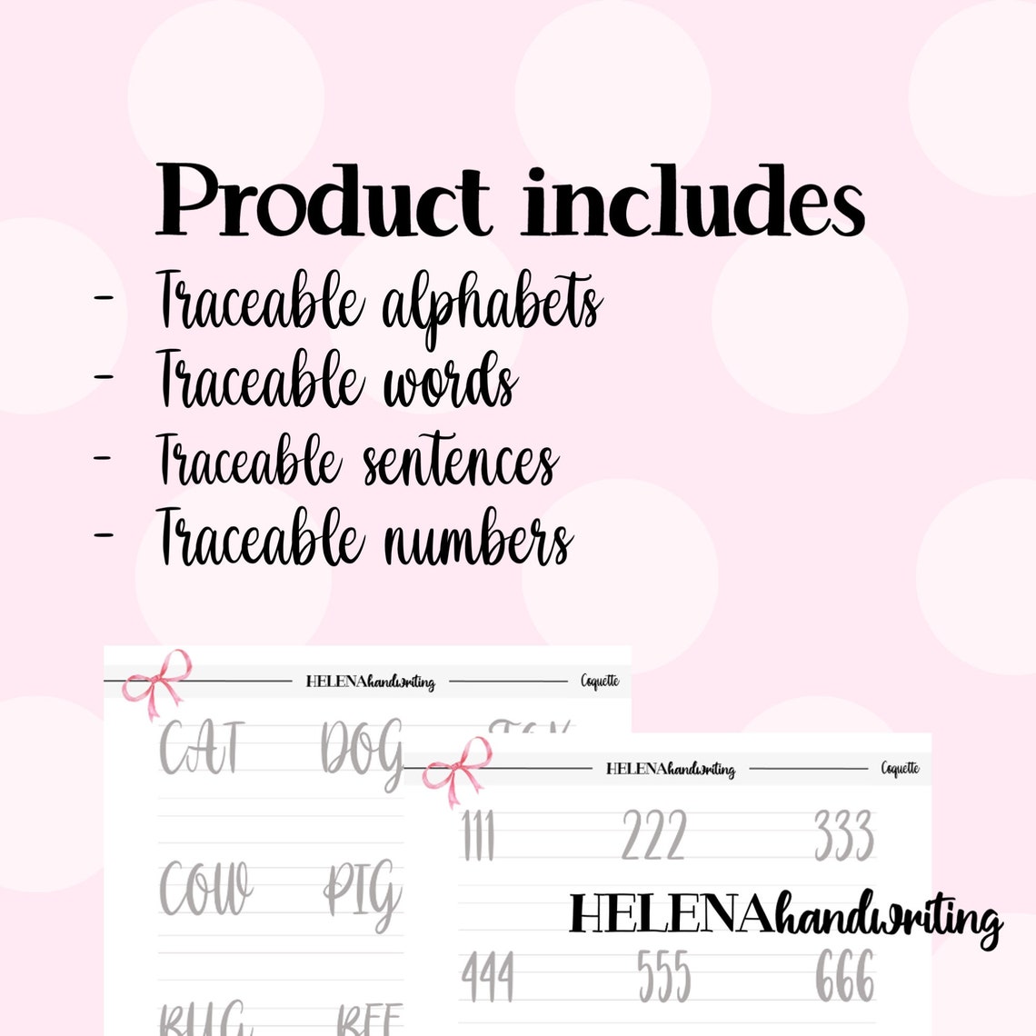 Kids Coquette Cursive Handwriting Practice Worksheets With Traceable ...
