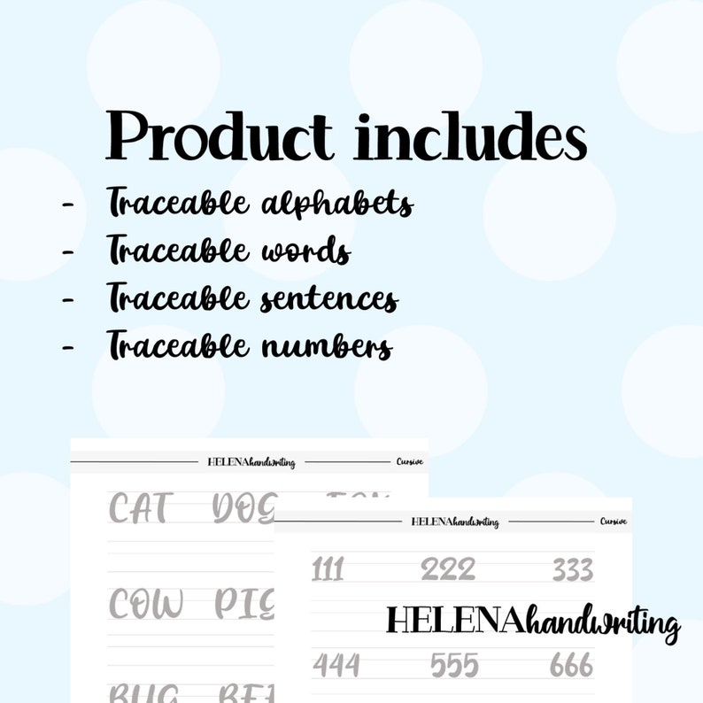 Kids Cursive Handwriting Practice Worksheets With Traceable Letters - Etsy