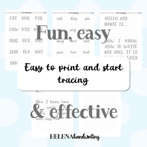 Kids Cursive Handwriting Practice Worksheets With Traceable Letters - Etsy