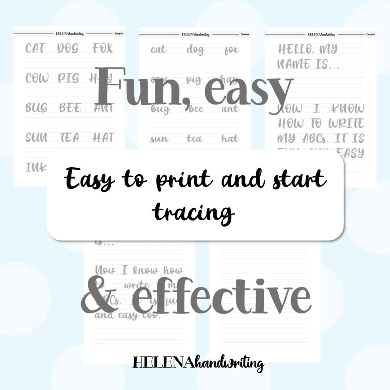 Kids Cursive Handwriting Practice Worksheets With Traceable Letters - Etsy