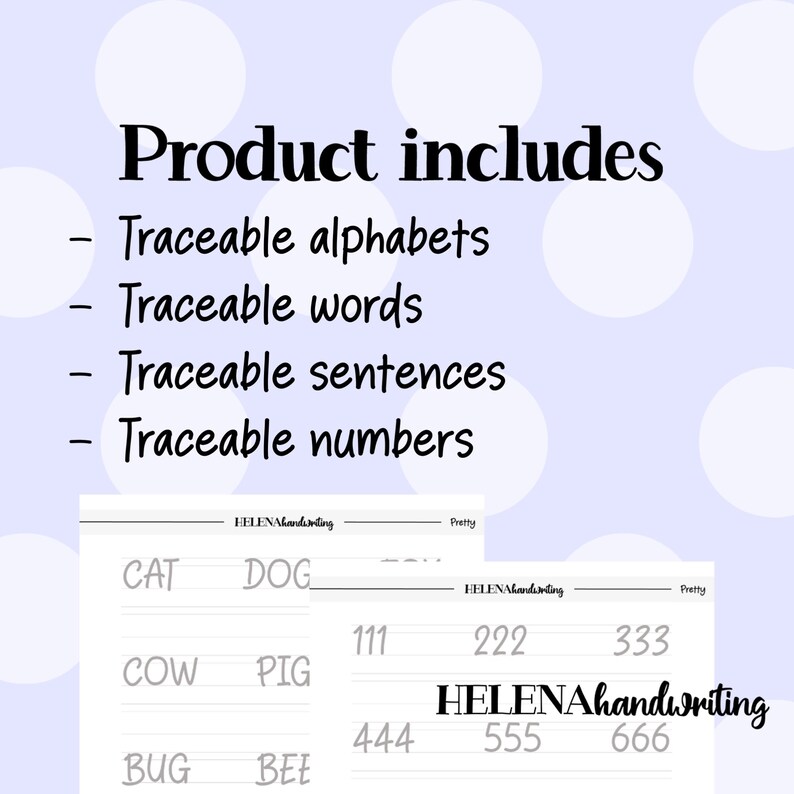Kids Pretty Handwriting Practice Worksheets With Traceable Letters - Etsy