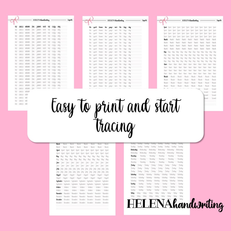 Coquette Cursive Handwriting Practice Worksheets With Traceable Letters ...