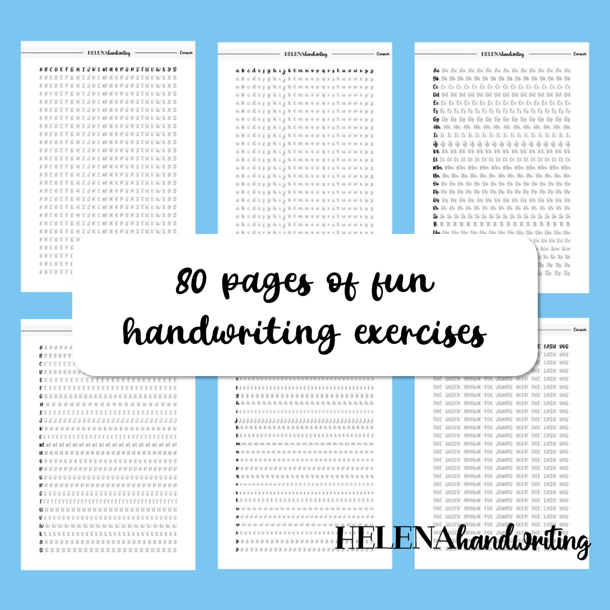 Cursive Handwriting Practice Worksheets With Traceable Letters - Etsy