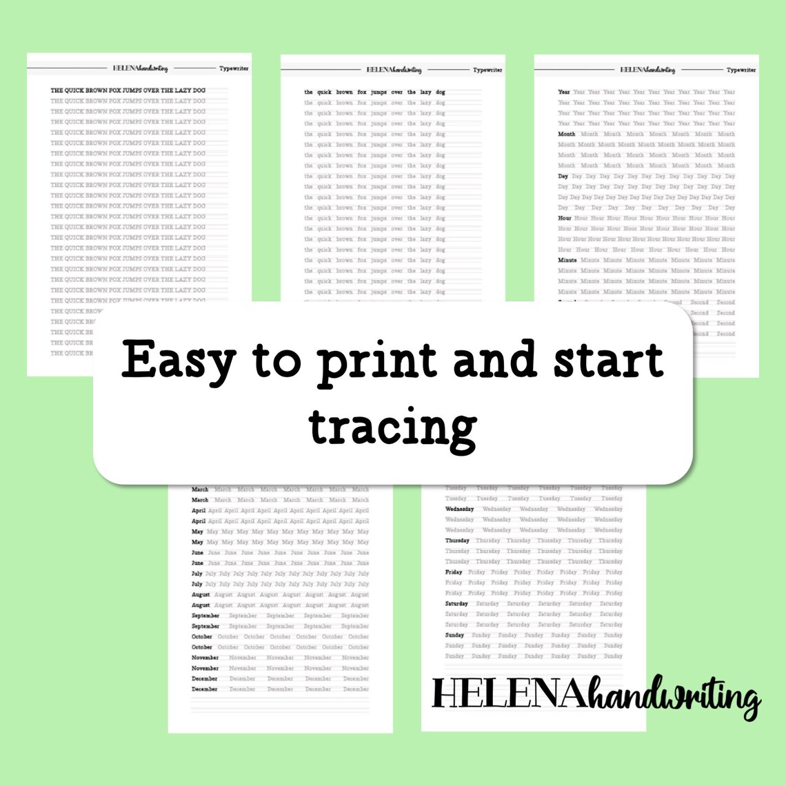Typewriter Handwriting Practice Worksheets With Traceable Letters - Etsy