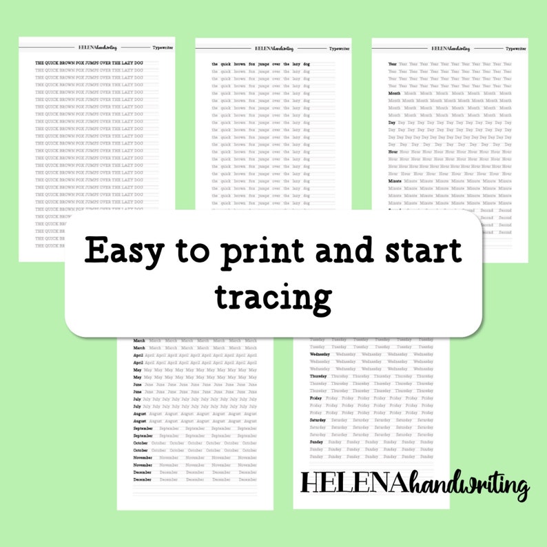 Typewriter Handwriting Practice Worksheets With Traceable Letters - Etsy