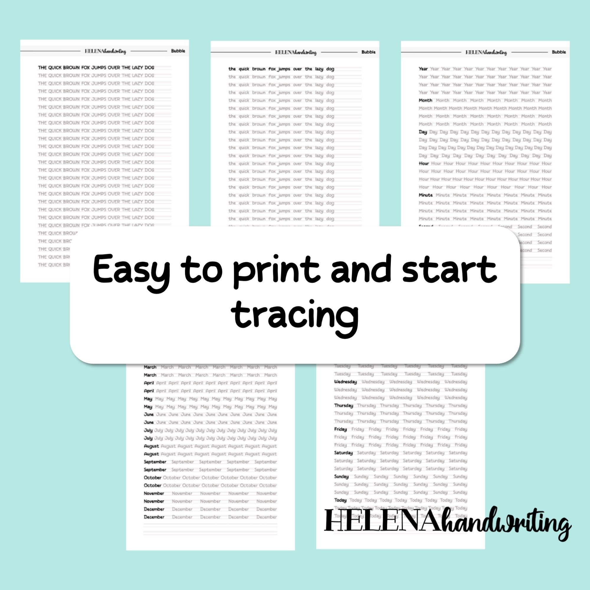 Round Bubble Handwriting Practice Worksheets With Traceable Letters - Etsy