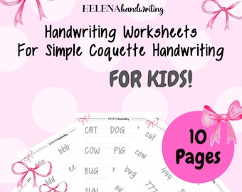 Kids Coquette Cursive Handwriting Practice Worksheets With Traceable ...