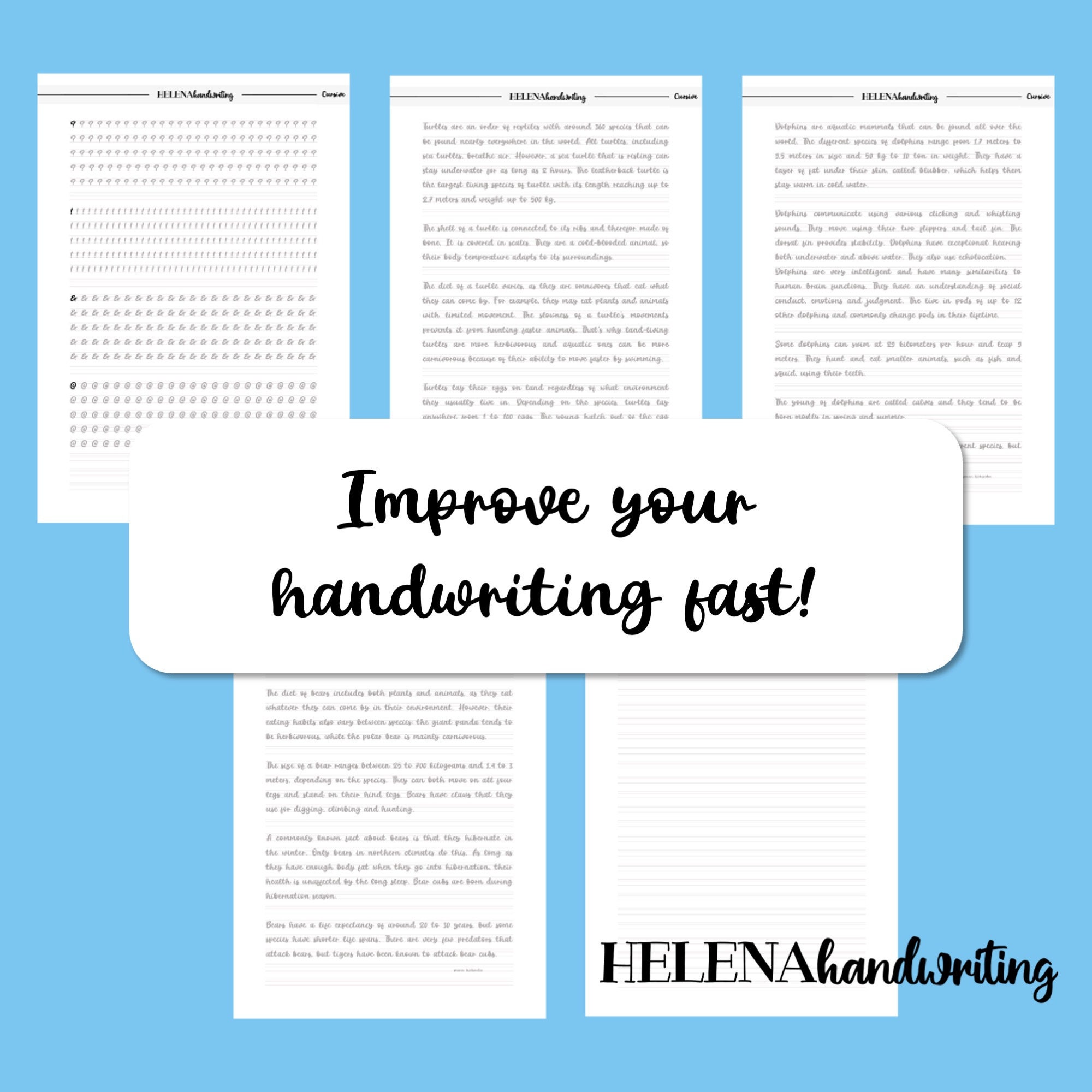 Cursive Handwriting Practice Worksheets With Traceable Letters - Etsy