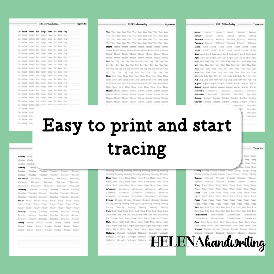 Typewriter Handwriting Practice Worksheets With Traceable Letters - Etsy