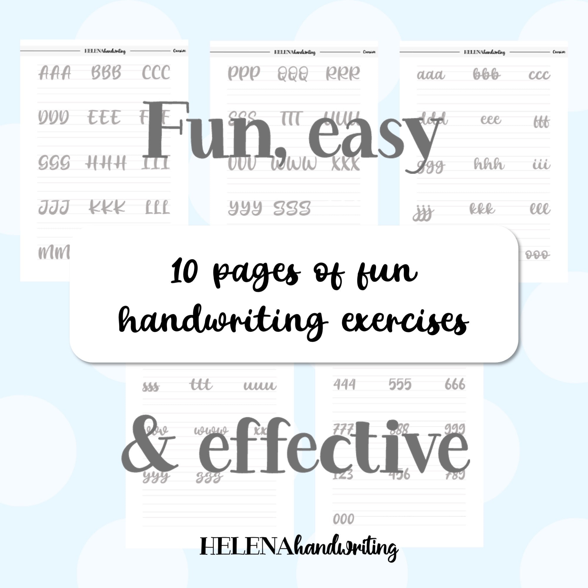 Kids Cursive Handwriting Practice Worksheets With Traceable Letters - Etsy