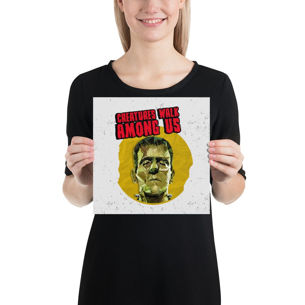 Classic Horror Movie Character Poster / Origami Frankenstein - Etsy