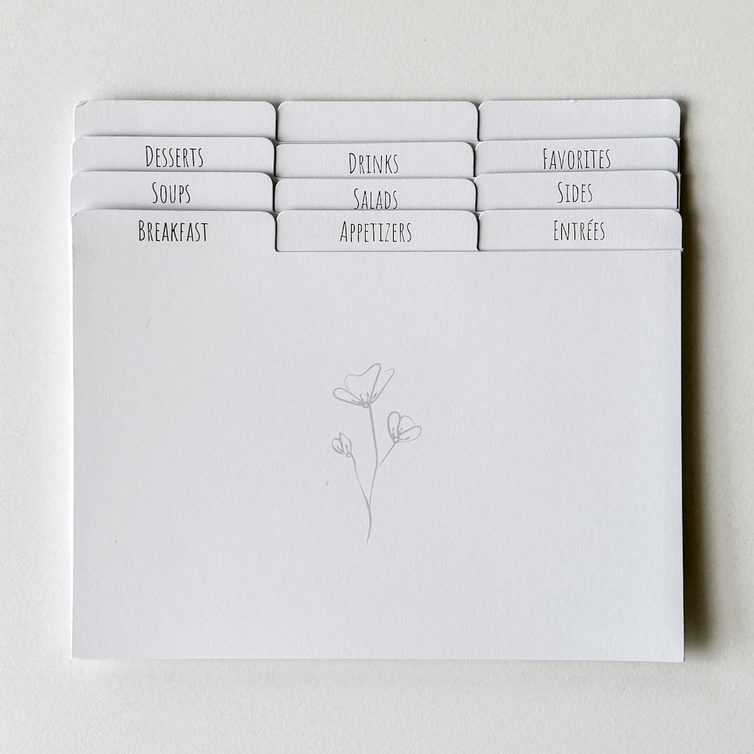 4x6 Recipe Card Dividers | Set of 12 Recipe Box Dividers for Recipe Box ...