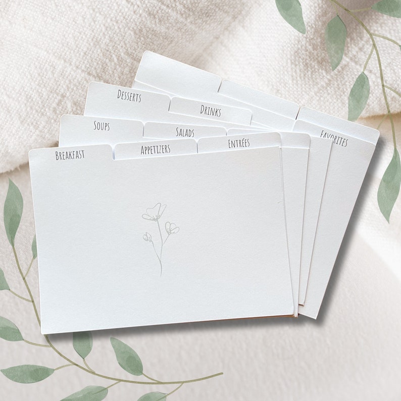 4x6 Recipe Card Dividers Set of 12 Recipe Box Dividers for Christmas ...