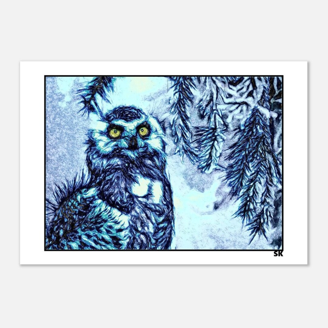 Blue Owl Art Print – Premium Matte Paper Poster - Etsy