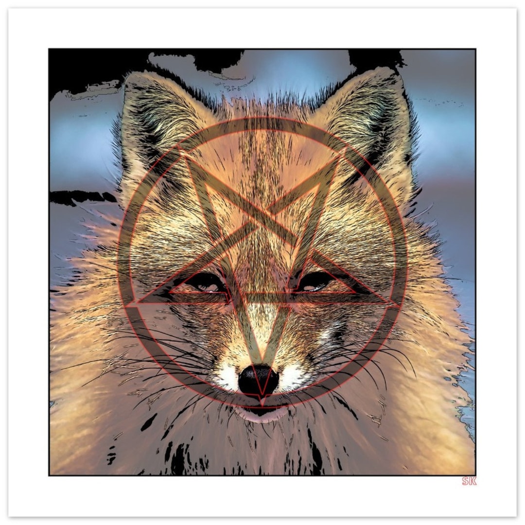 Occult Fox Poster: Dark Pentagram Art Print - Etsy