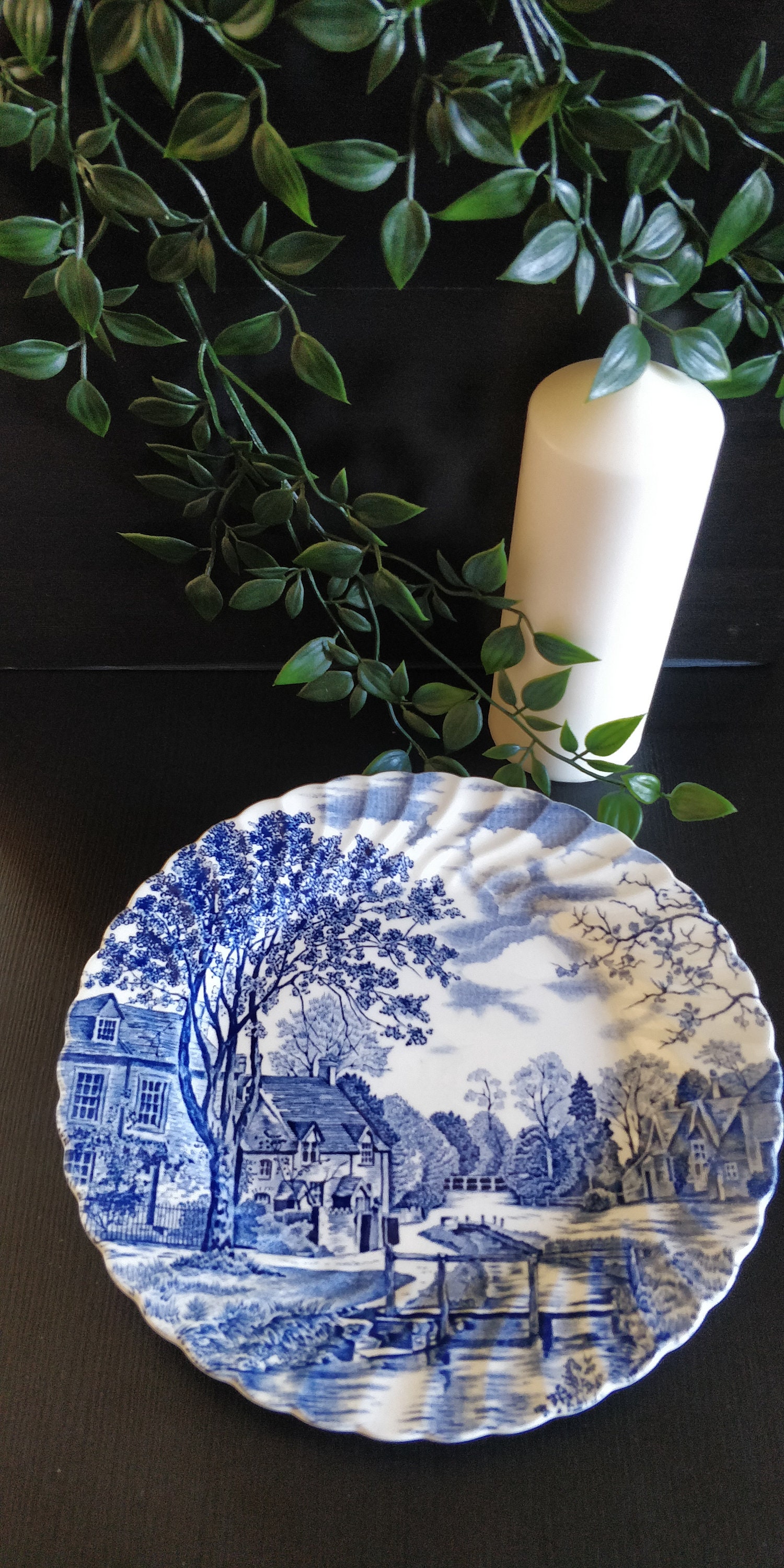 Vintage Johnson Brothers Cotswold Blue Transferware Serving Platter - Etsy