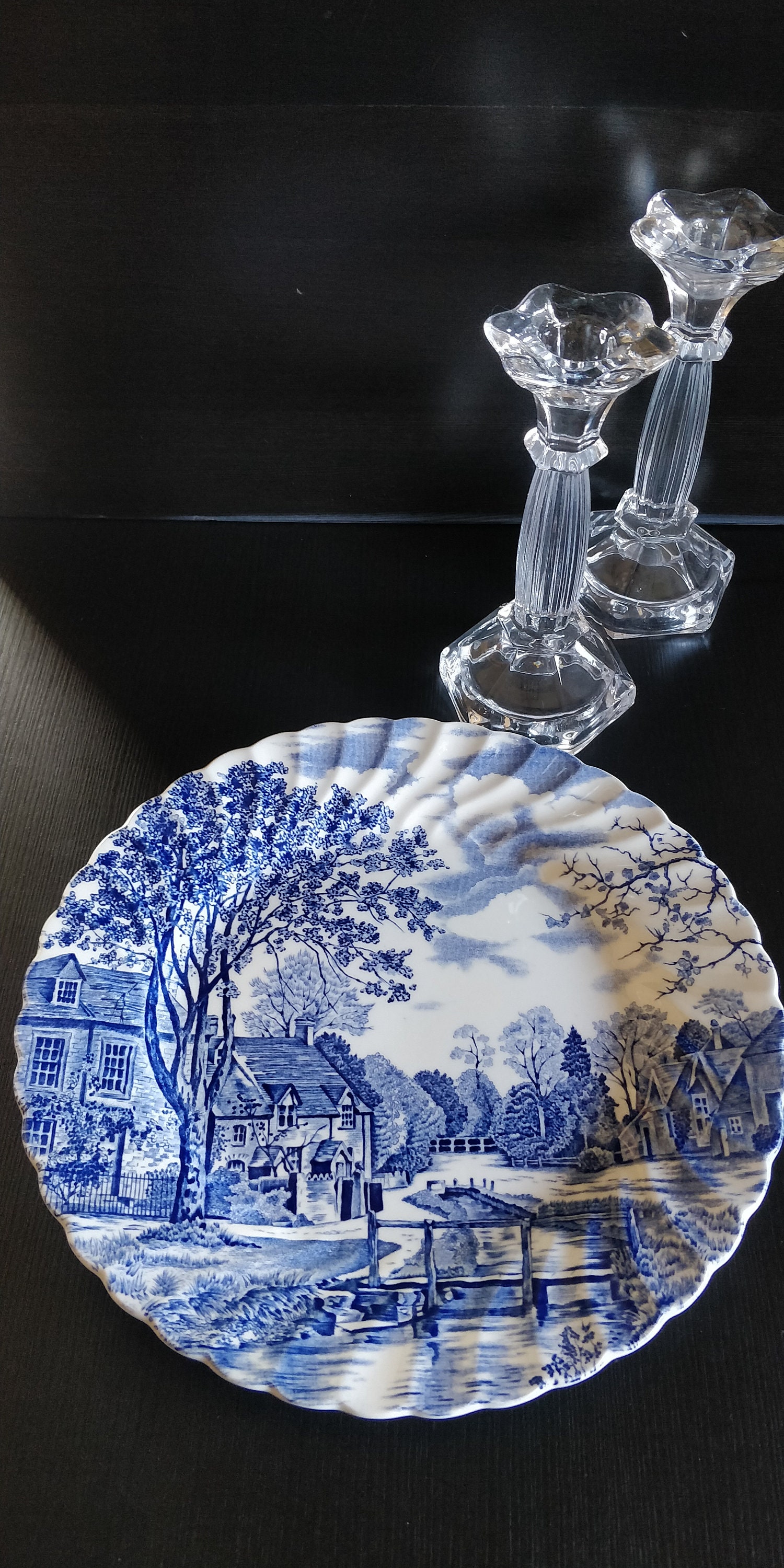 Vintage Johnson Brothers Cotswold Blue Transferware Serving Platter - Etsy