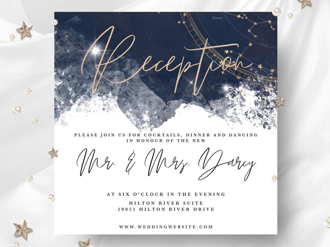 Galaxy Wedding Reception Invitation Template,printable Invitation ...