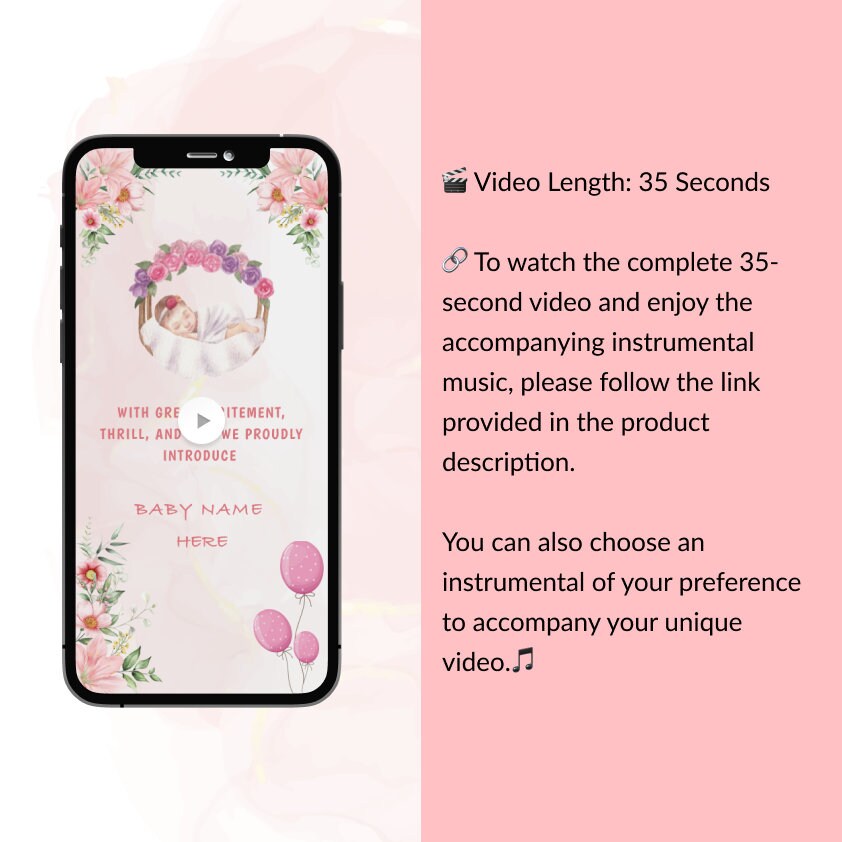 Customizable Digital Baby Announcement Video - Animated Text ...