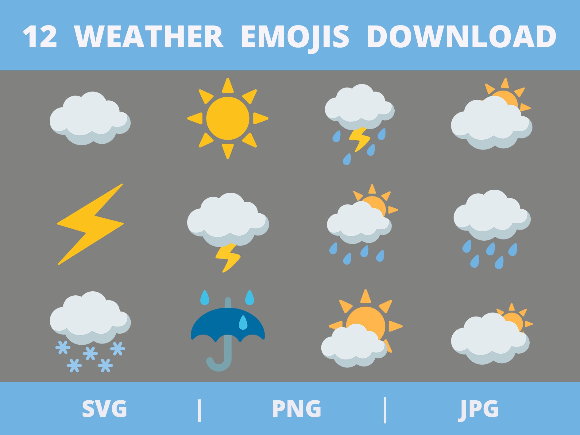 Weather Icons, Weather Emoji SVG, Clipart, Weather Forecast ...