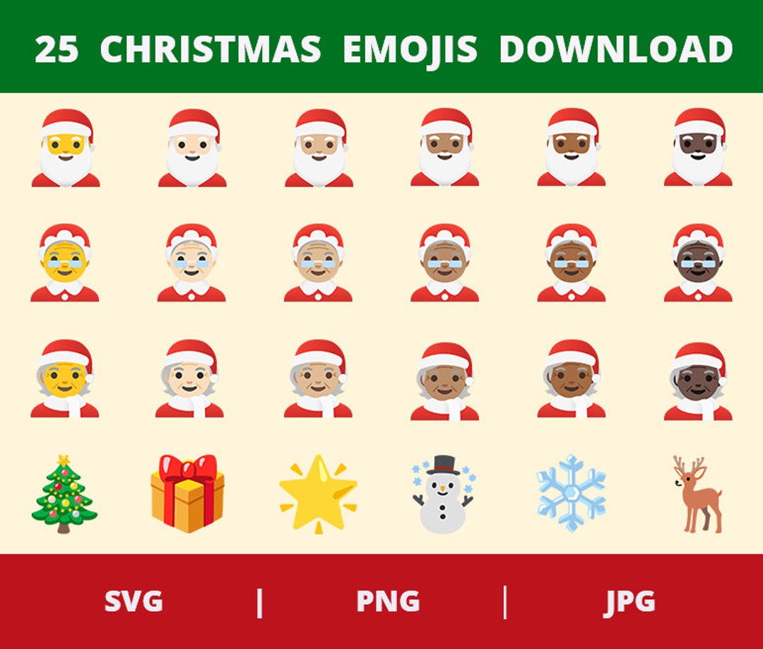 Christmas Emojis SVG PNG JPG Emoji Bundle Santa Claus - Etsy