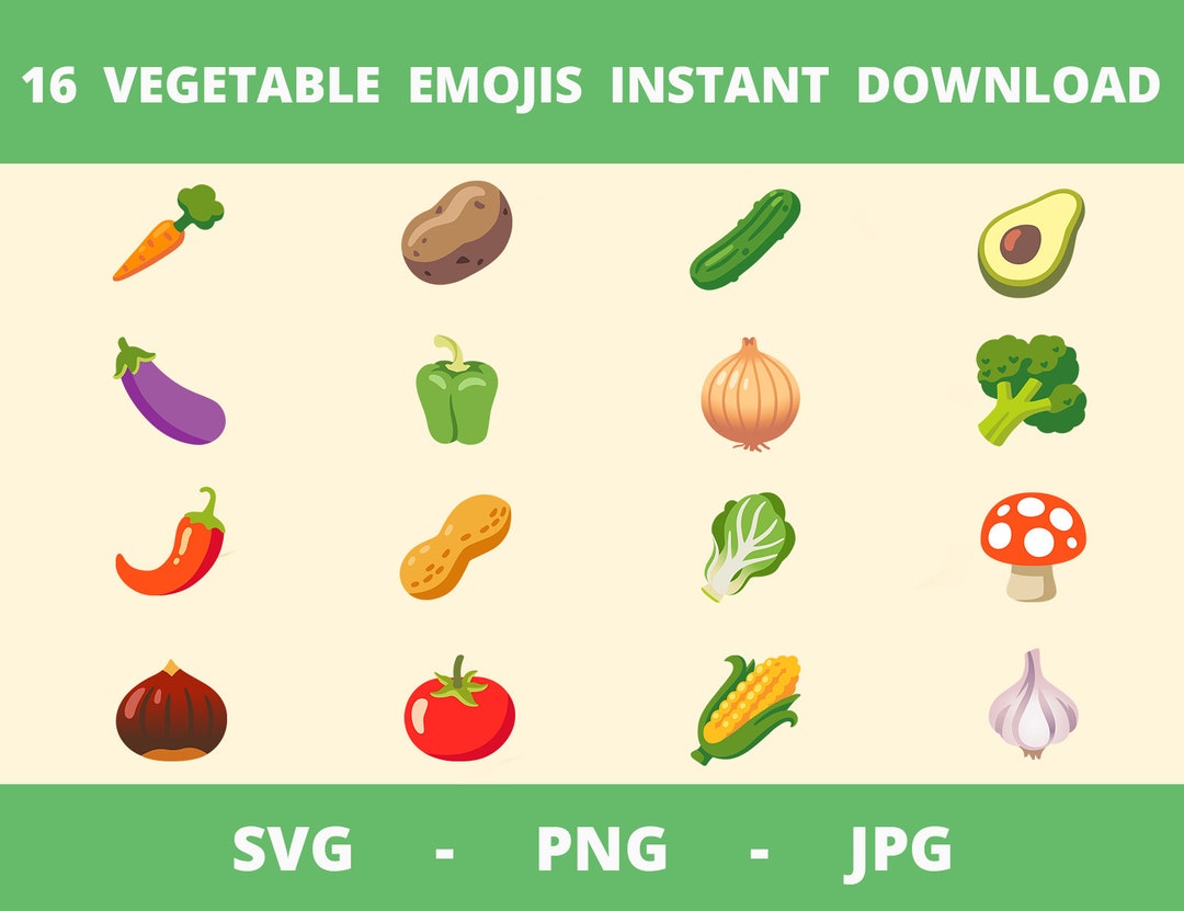 Vegetables Emoji SVG, PNG, JPG Instant Download, Potato Emoji, Eggplant ...