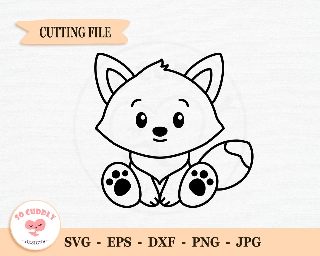 Baby Fox Outline SVG Cute Fox Cut File for Cricut Silhouette - Etsy