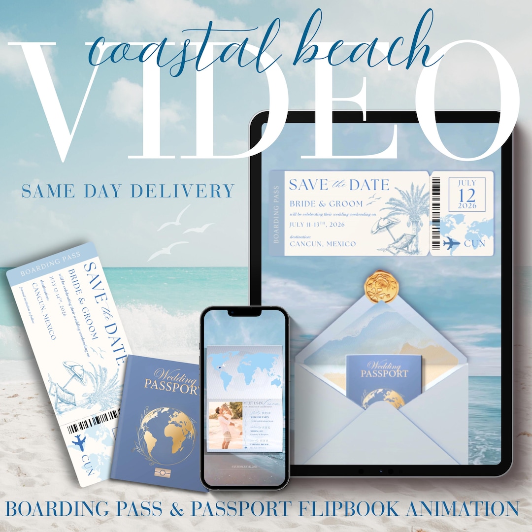 Passport Boarding Pass Destination Wedding Save the Date Video ...