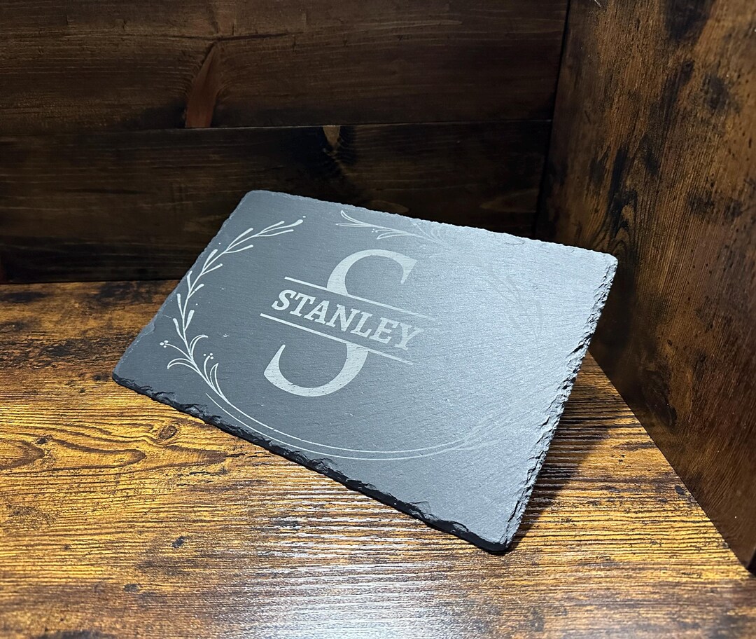 Custom Monogram Slate Charcuterie/cutting Board - 8"x12" Personalized ...